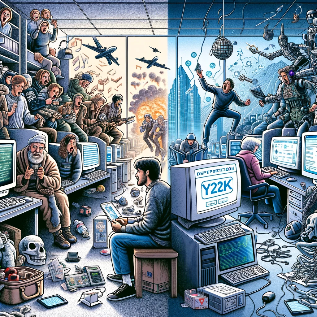 DALL·E 2024-02-25 10.24.52 - Illustrate the Y2K paranoia that peaked at ...