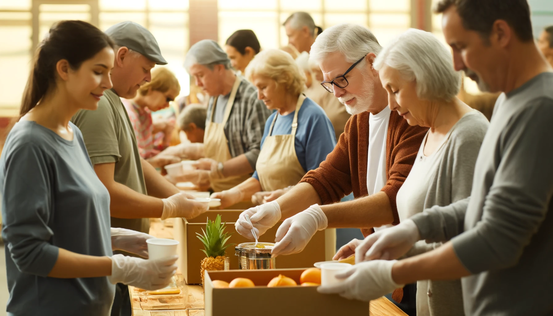 DALL·E 2024-04-26 09.48.10 - A group of retirees volunteering at a ...