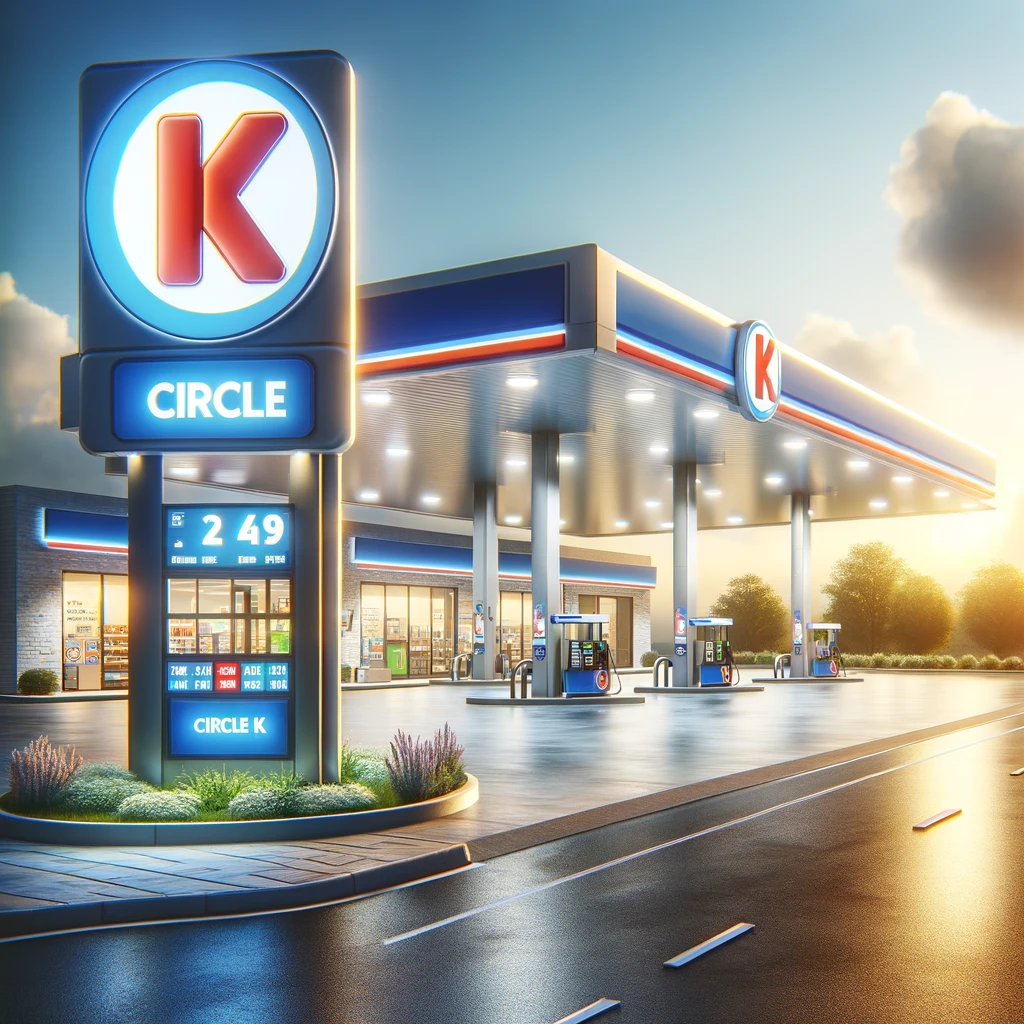 DALL·E 2024-05-27 00.10.55 - A modern Circle K gas station with bright ...